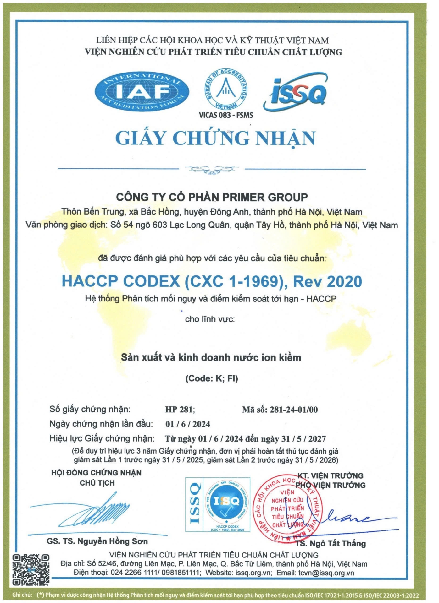 Giấy chứng nhận HACCP CODEX (CXC 1-1969), Rev 2020 Hệ thống Phân tích mối nguy và điểm kiểm soát ...